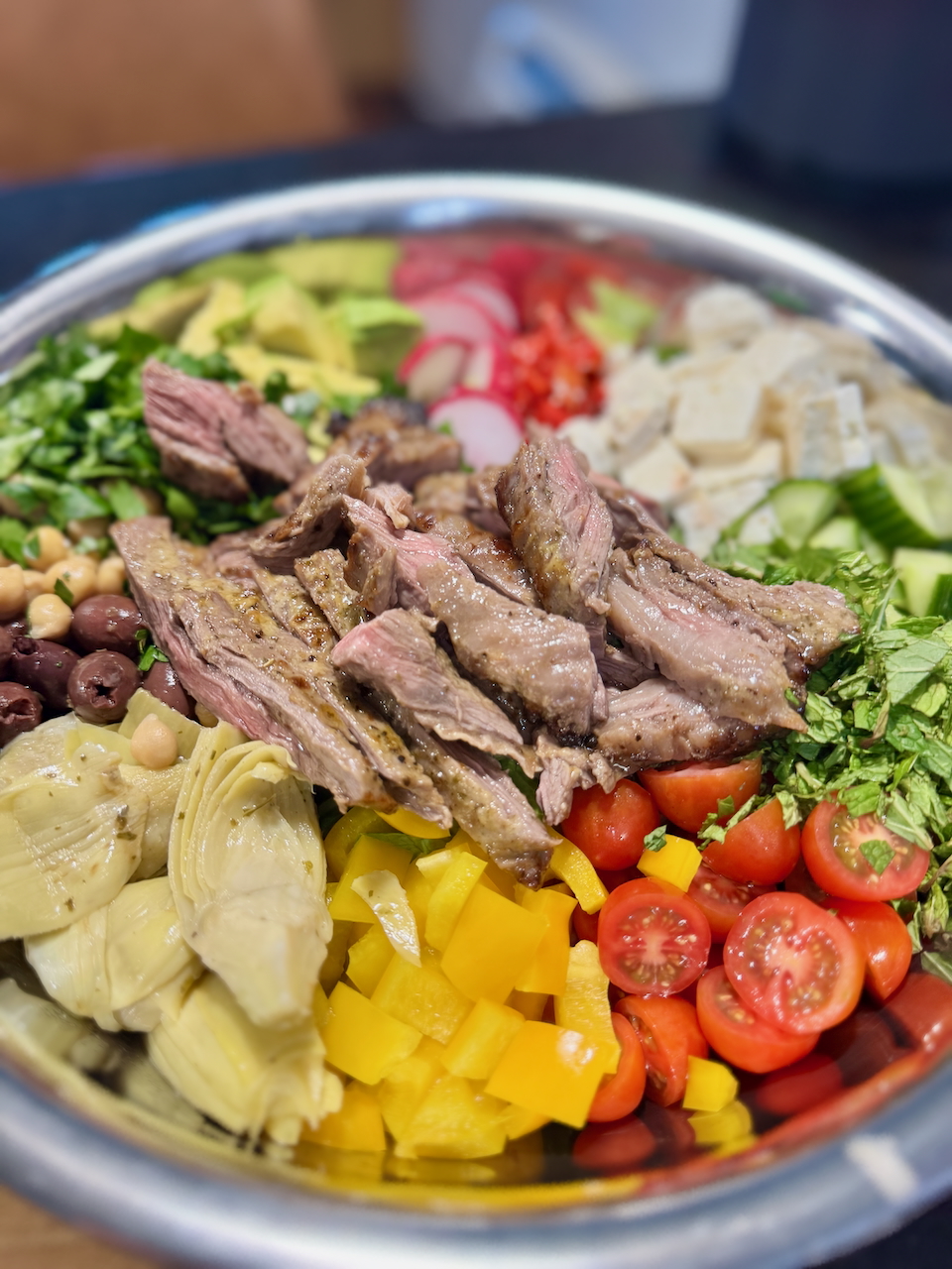 Hearty Greek Salad with Skirt Steak - DannyEckes.com